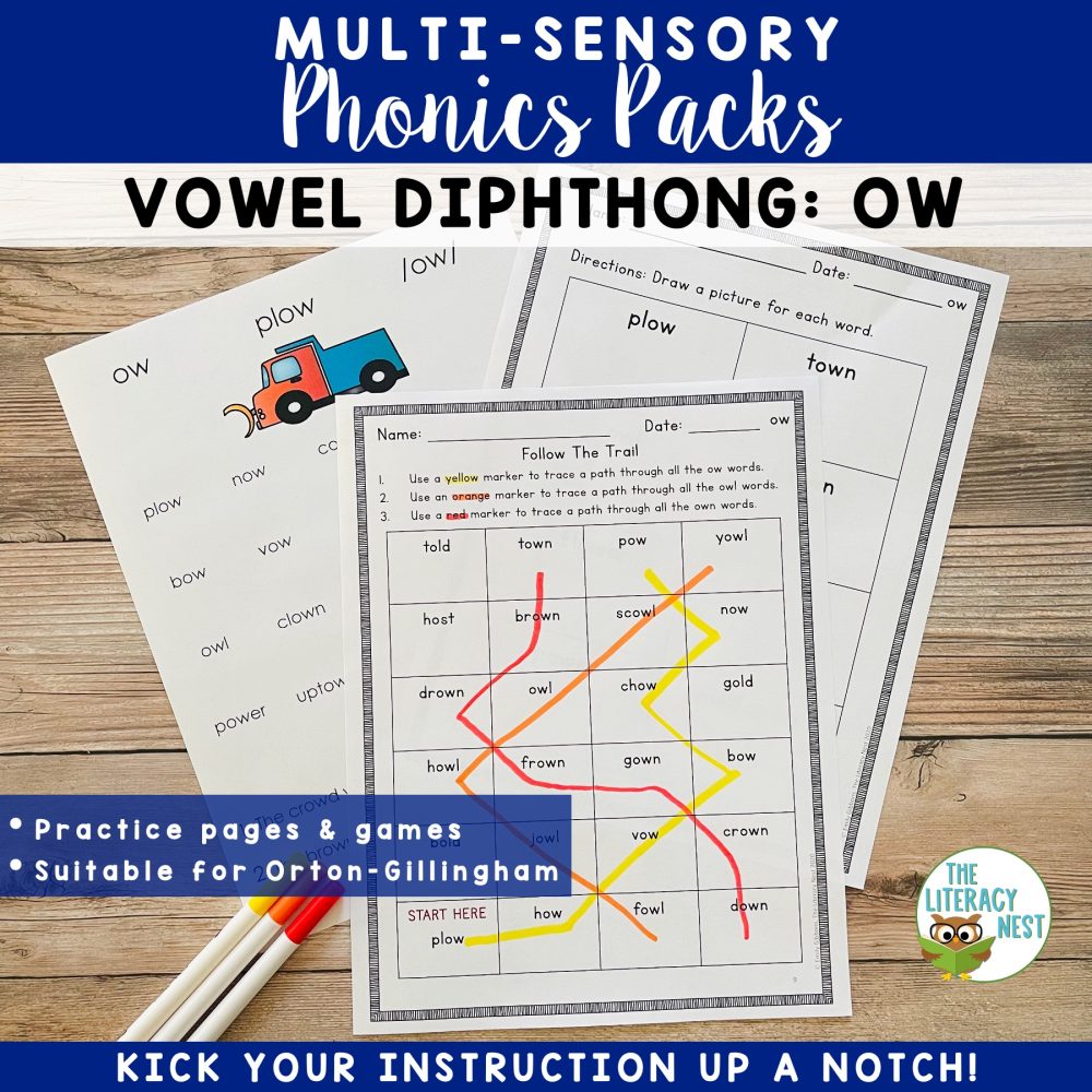 Diphthong: OW | Orton-Gillingham Multisensory Phonics Activities ...