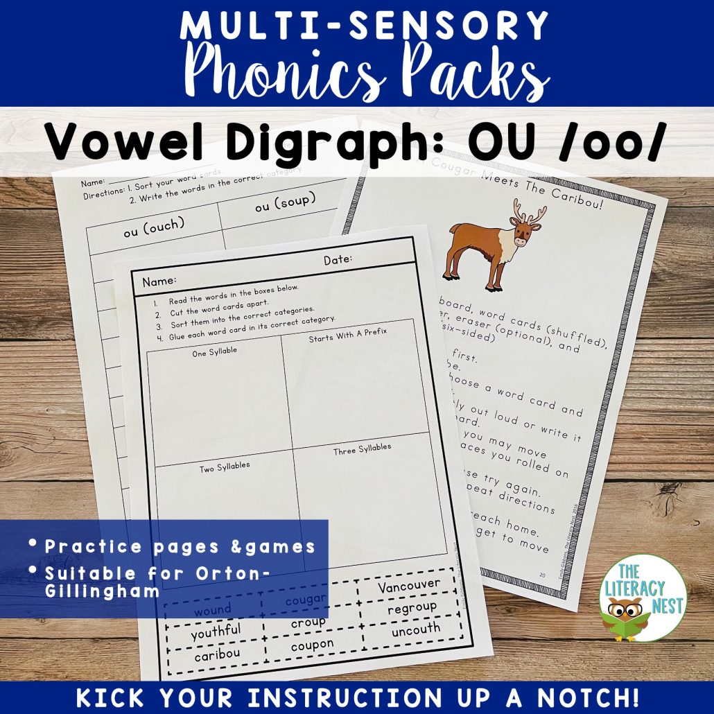 Vowel Team OU /oo/ Orton-Gillingham Multisensory Phonics Activities ...