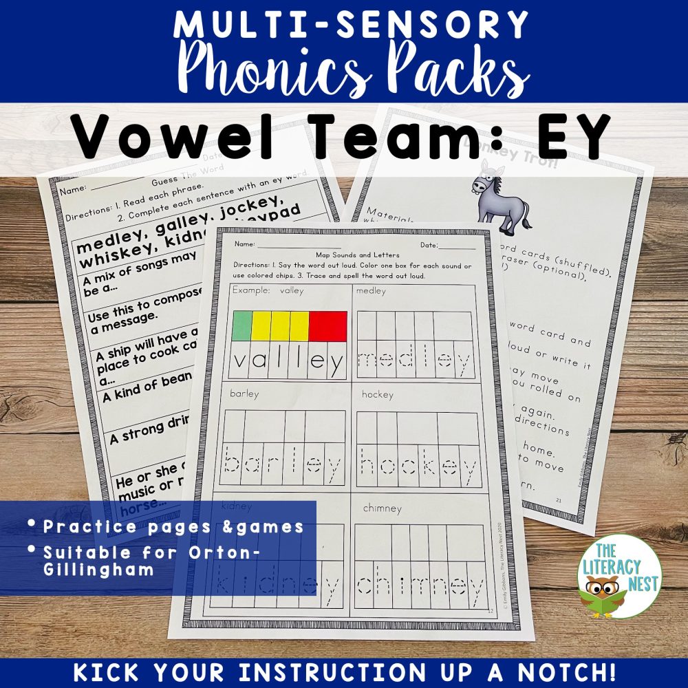 Vowel Team: EY Long E | Orton-Gillingham Multisensory Phonics ...