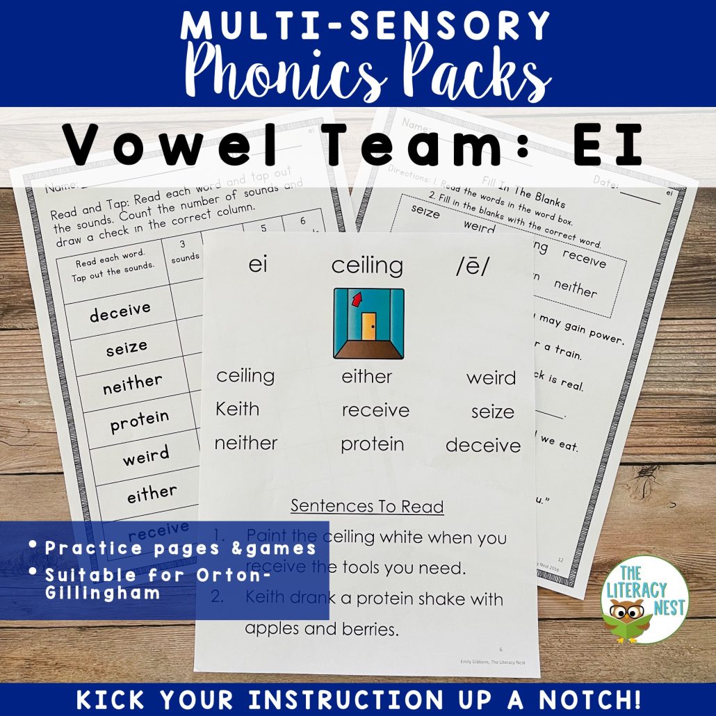 Vowel Team : EI | Orton-Gillingham Multisensory Phonics Structured ...