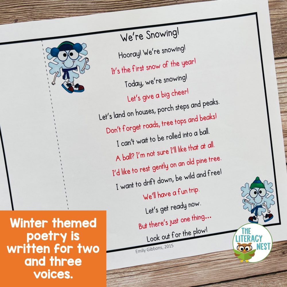 Winter Poems for Fluency Practice - The Literacy Nest