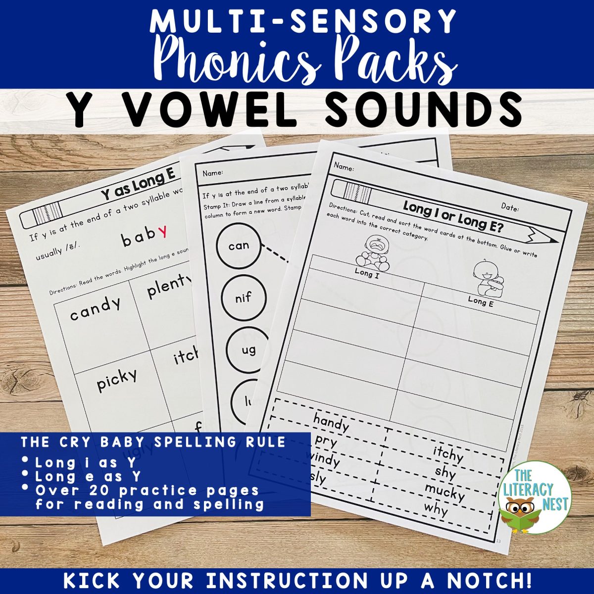 Y Vowel Sounds Multisensory Reading and Spelling Activities Orton ...