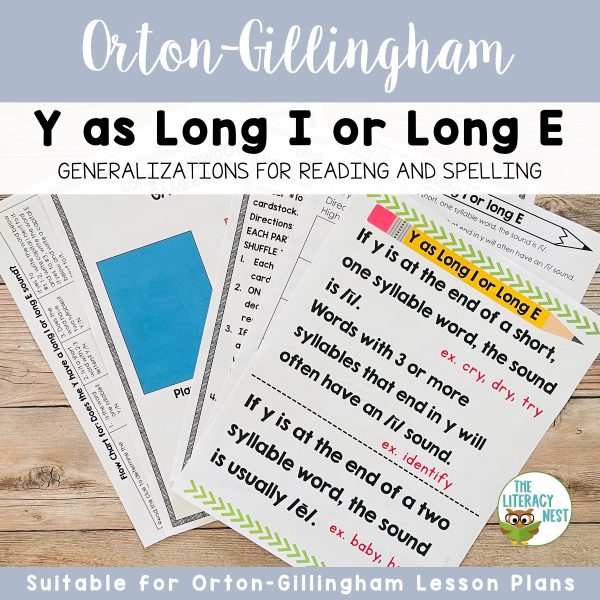 Long Sounds of Y Spelling Rules for Orton-Gillingham Lessons - The ...