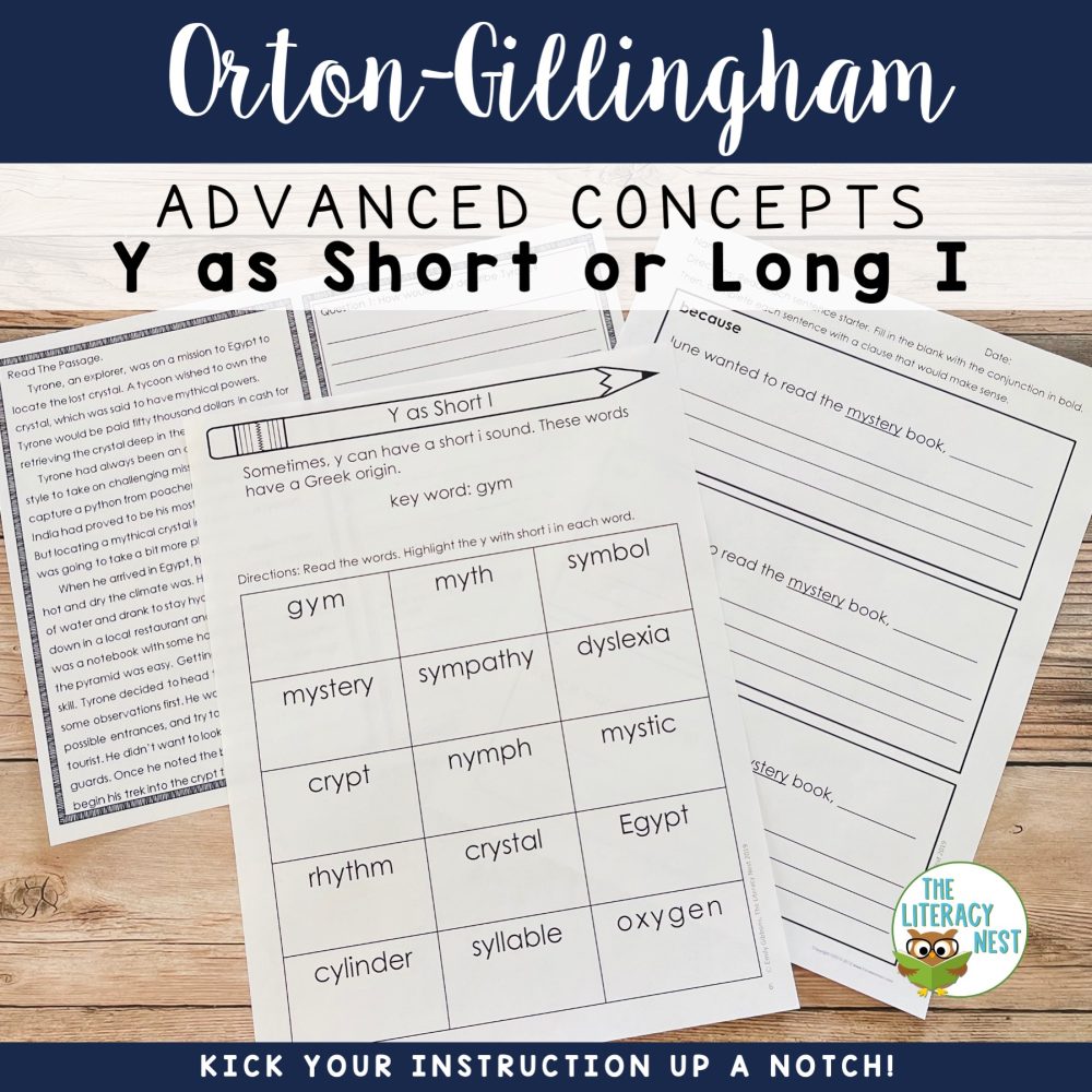 Advanced Orton-Gillingham Activities Y Sounds (short I and long I ...