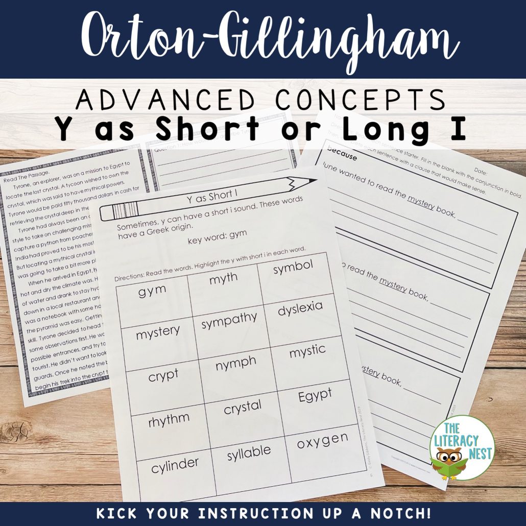 Advanced Orton-Gillingham Activities Y Sounds (short I and long I ...