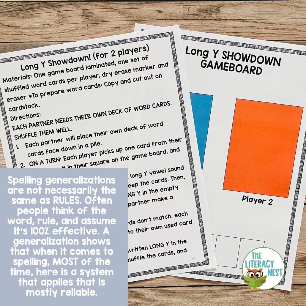 Long Sounds of Y Spelling Rules for Orton-Gillingham Lessons - The ...