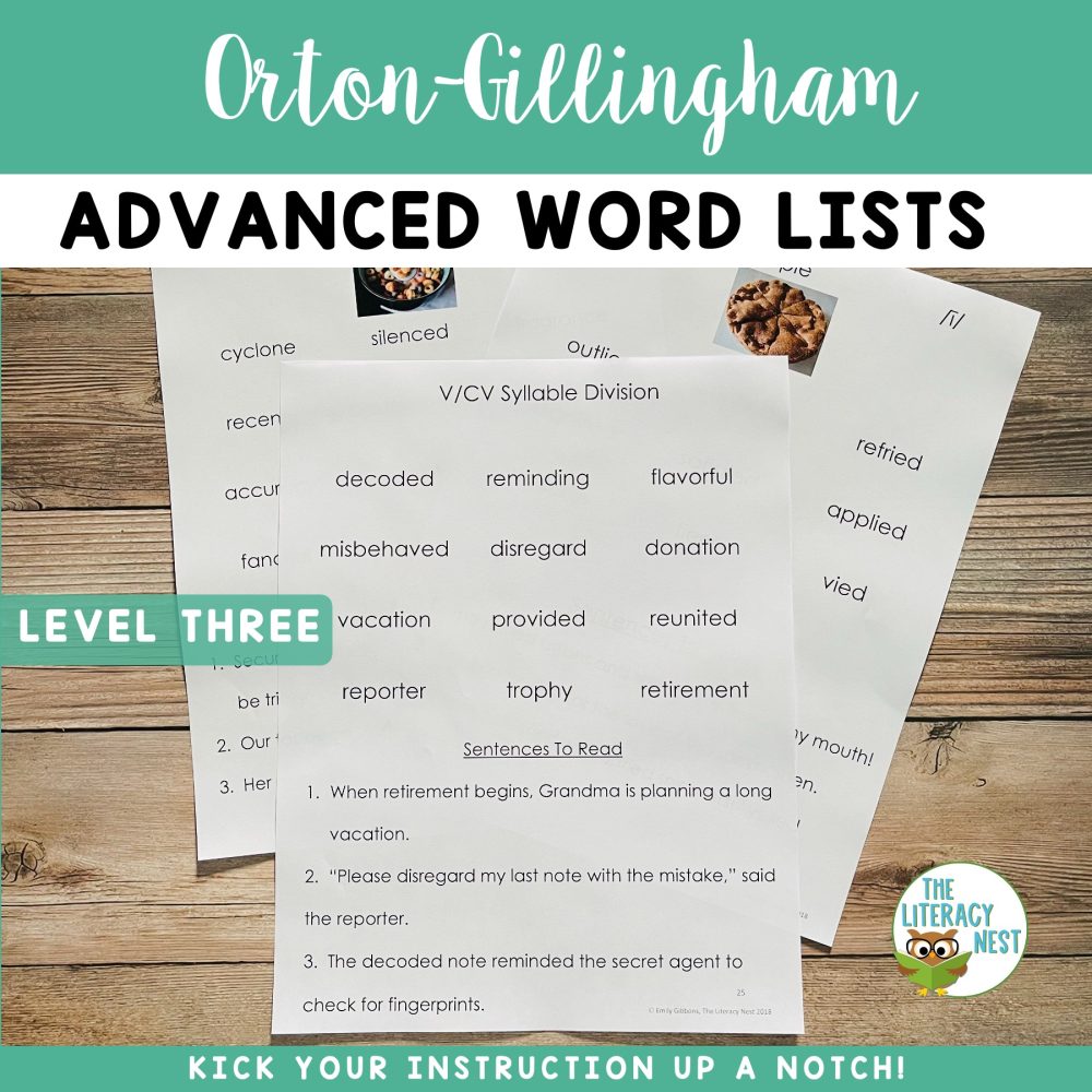 Decodable Word Lists & Sentences for ADVANCED Orton Gillingham Level 3 ...