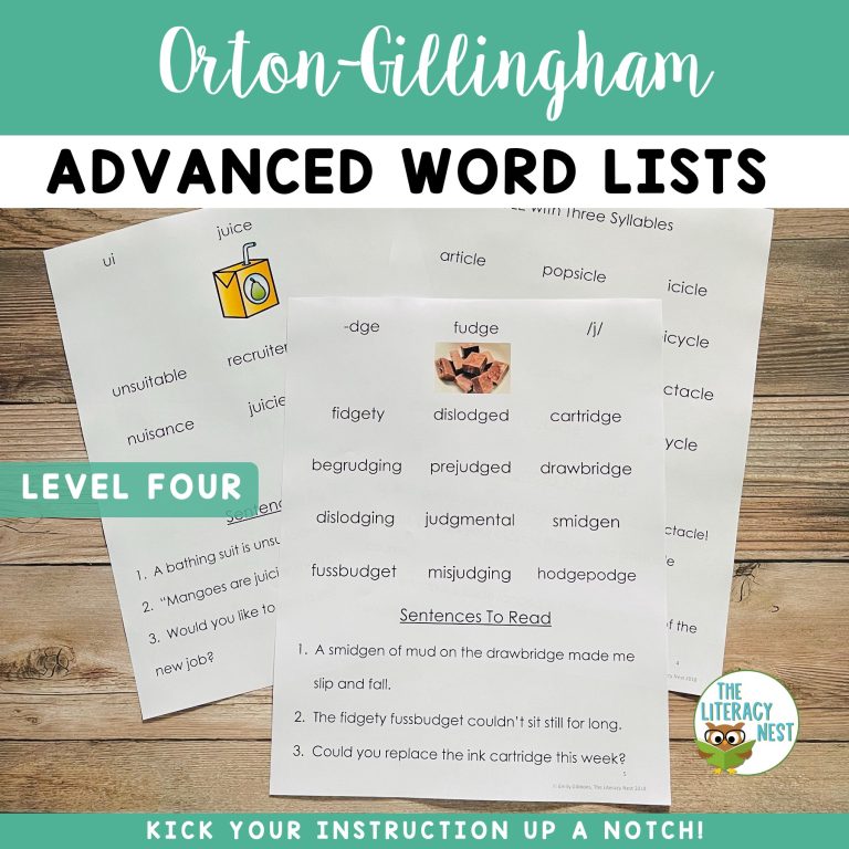 Decodable Word Lists & Sentences for ADVANCED Orton Gillingham Level 4 ...