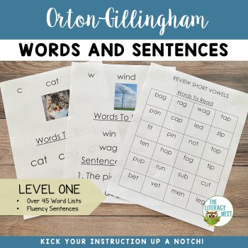 Decodable Word Lists & Sentences for Orton Gillingham Lessons Level 1 ...