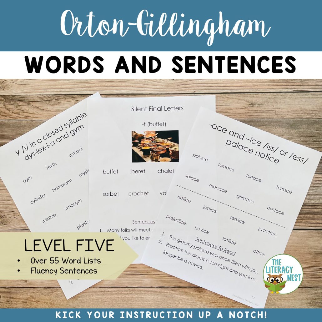 Decodable Word Lists & Sentences for Orton Gillingham Lessons Level 5 ...