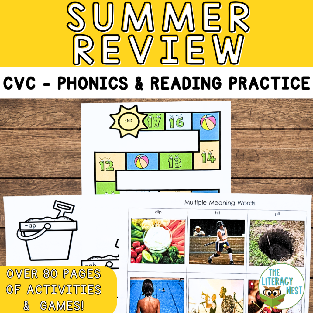 Summer Review CVC Phonics Activities - The Literacy Nest