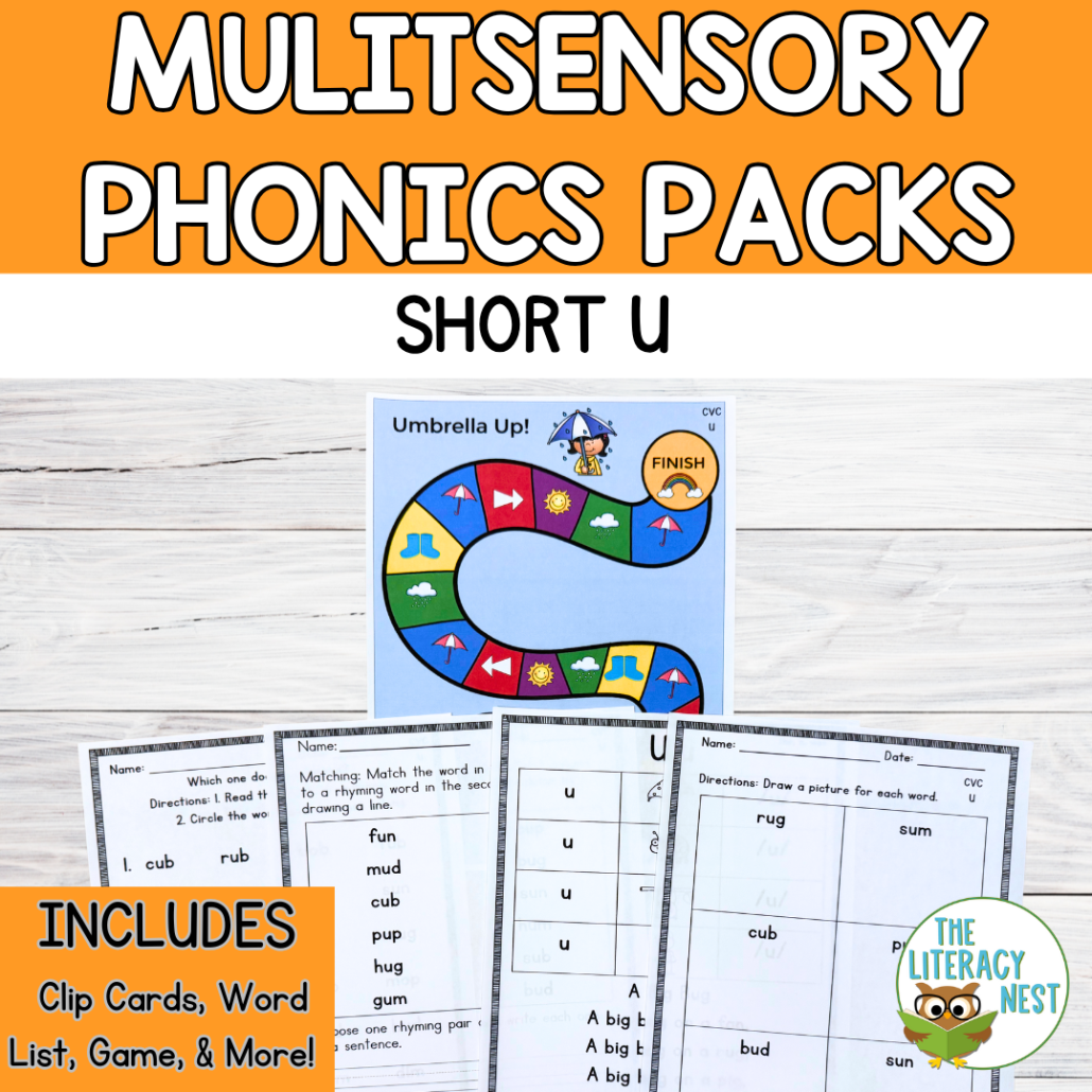 CVC Short U Literacy Activities for Orton-Gillingham Lessons - The ...
