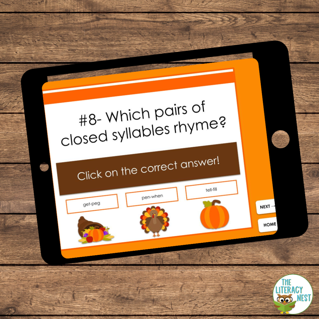 Thanksgiving Activities Syllable Activities for Virtual Learning - The ...