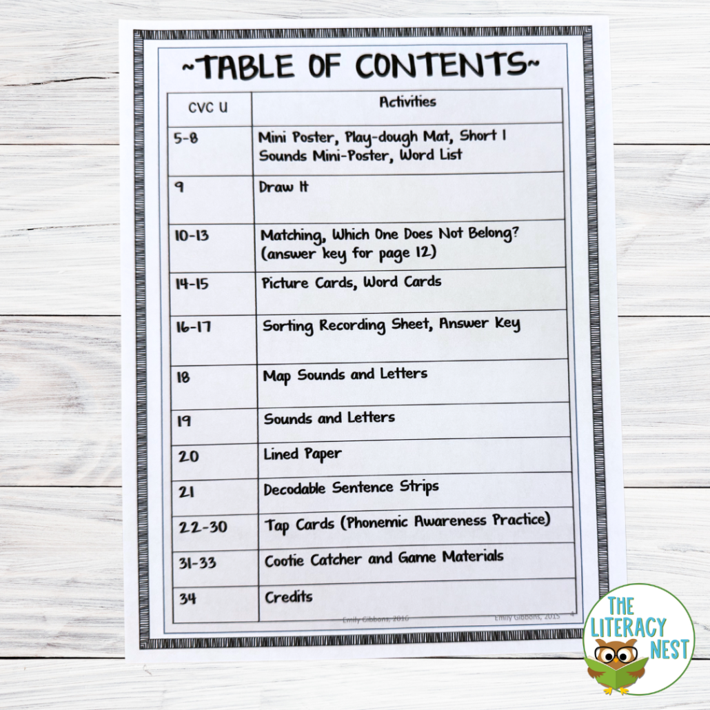 CVC Short U Literacy Activities for Orton-Gillingham Lessons - The ...