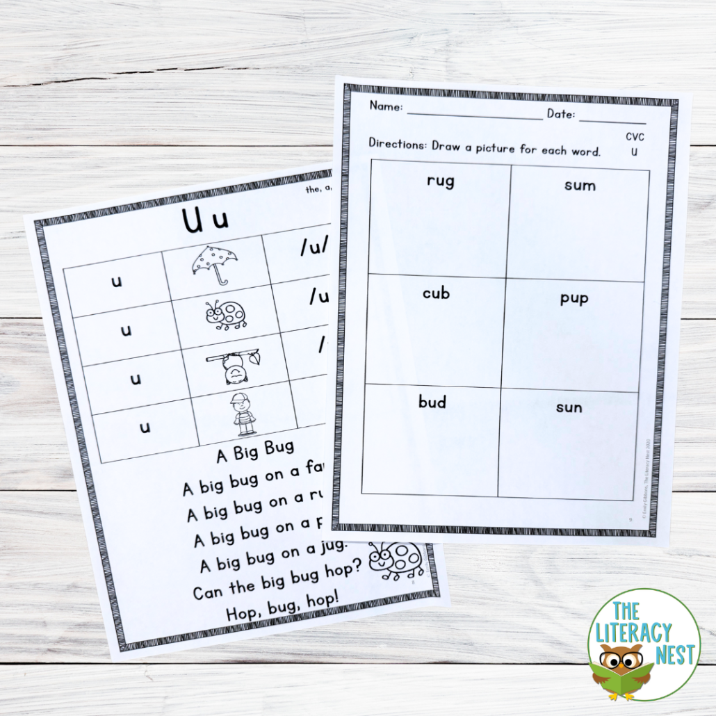 CVC Short U Literacy Activities for Orton-Gillingham Lessons - The ...