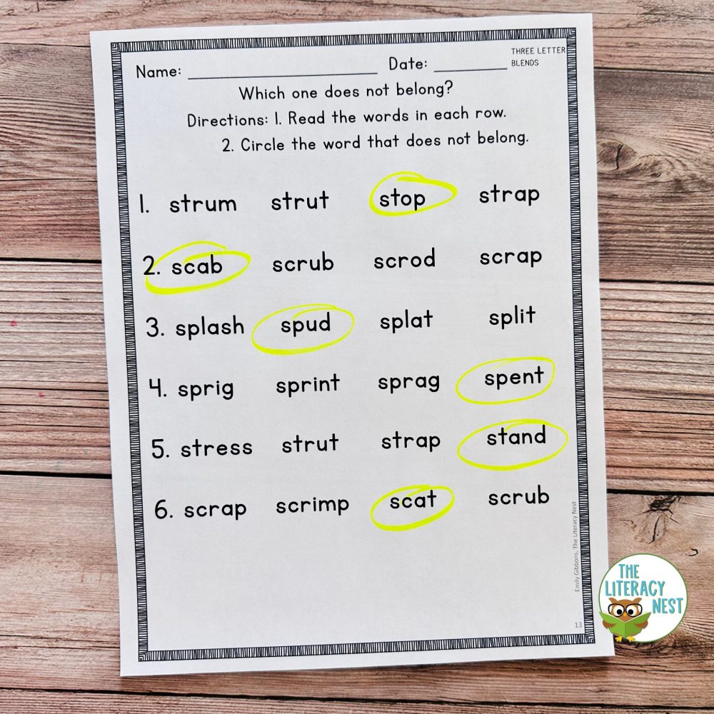 Three Letter Consonant Blends Phonics Activities for Orton Gillingham ...