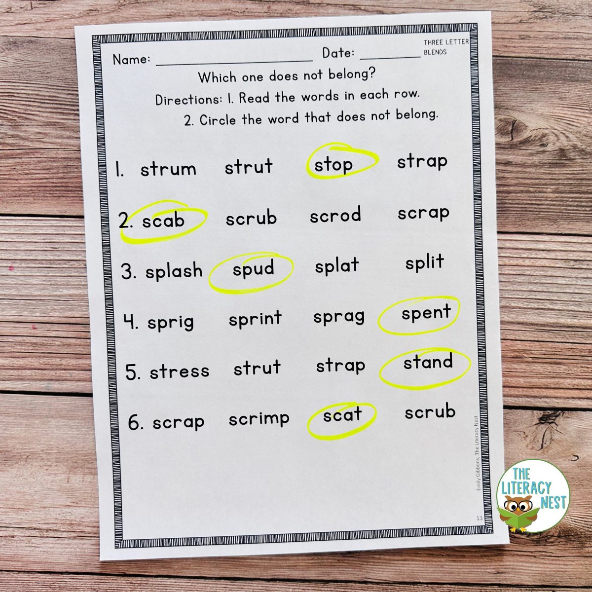 Three Letter Consonant Blends Phonics Activities for Orton Gillingham ...