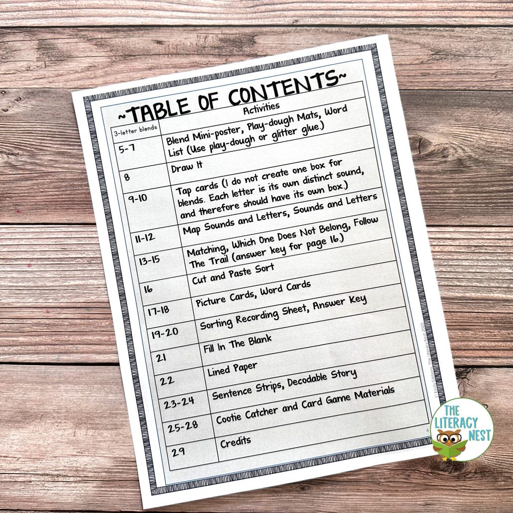 Three Letter Consonant Blends Phonics Activities for Orton Gillingham ...