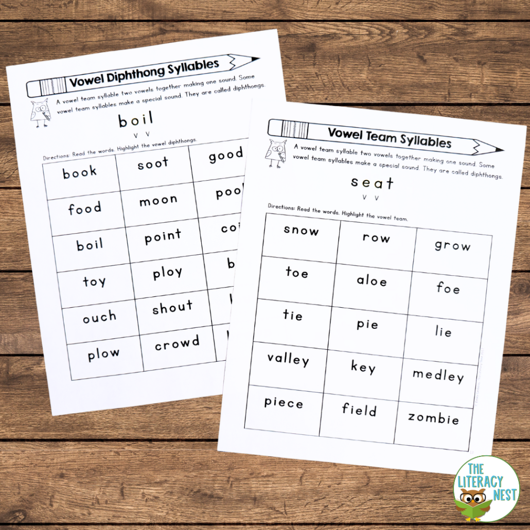 Syllable Types Vowel Teams Activities Orton-Gillingham Lessons - The ...