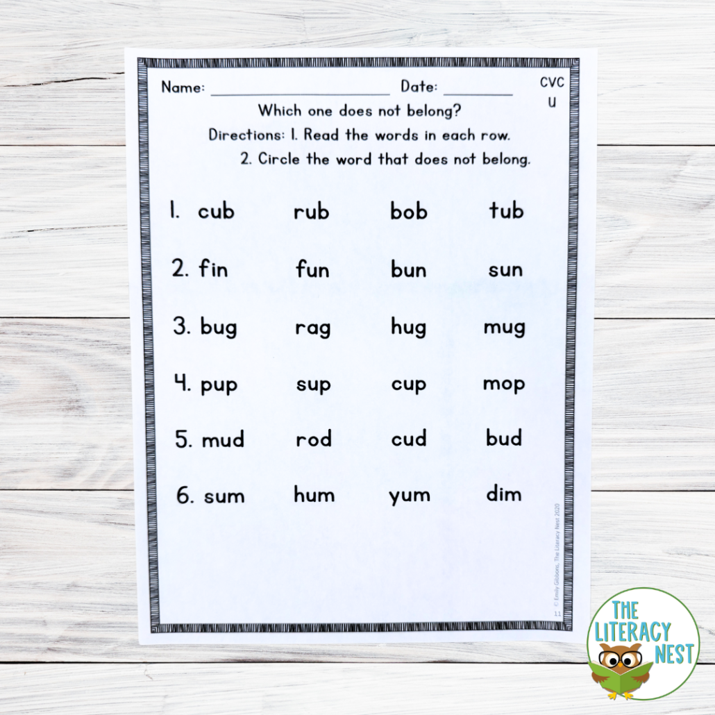 CVC Short U Literacy Activities for Orton-Gillingham Lessons - The ...