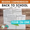 Reading Comprehension Back to School Passages - The Literacy Nest