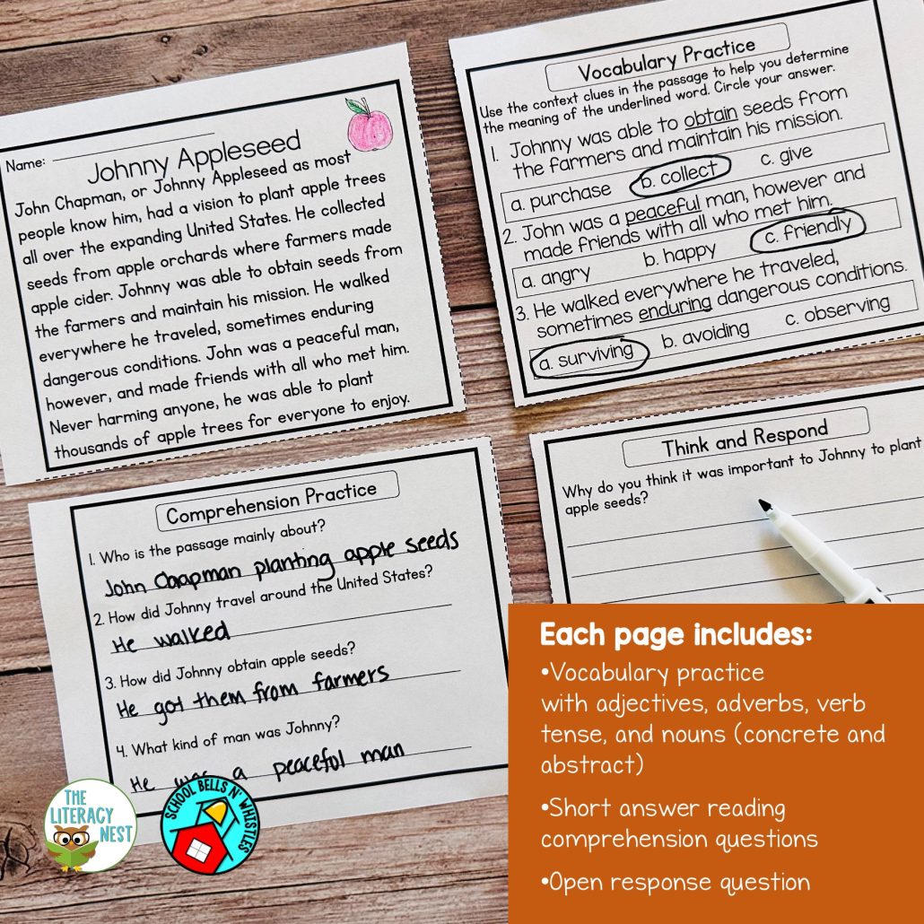 Reading Comprehension Fall Passages for Upper Elementary - The Literacy ...