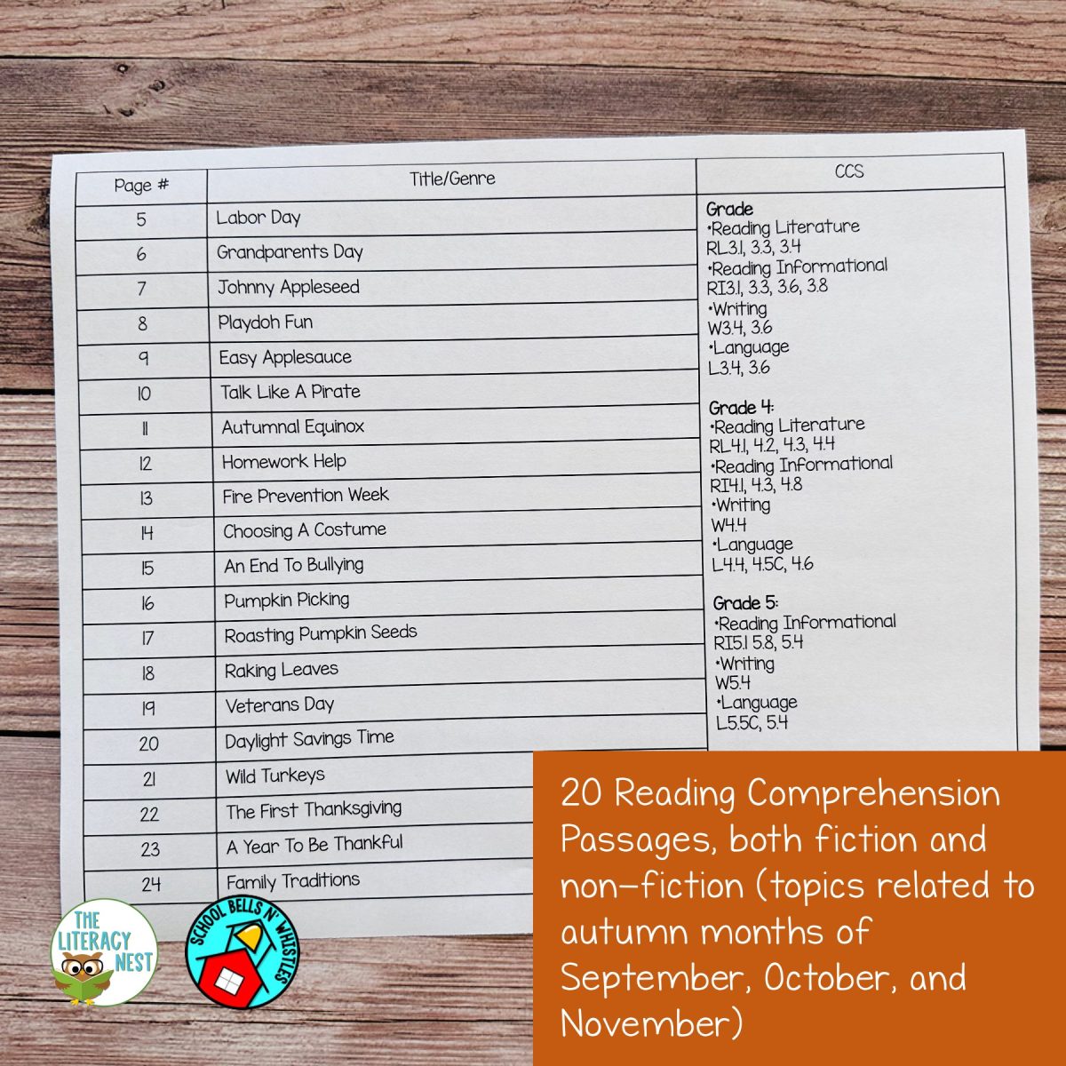 Reading Comprehension Fall Passages for Upper Elementary - The Literacy ...