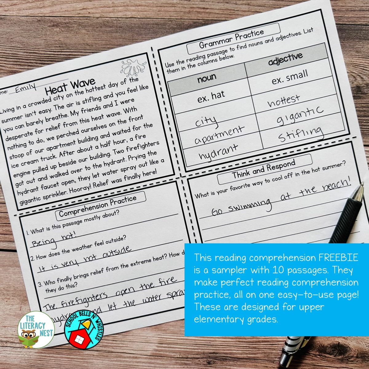 Reading Comprehension Passages for Upper Elementary FREEBIE - The ...