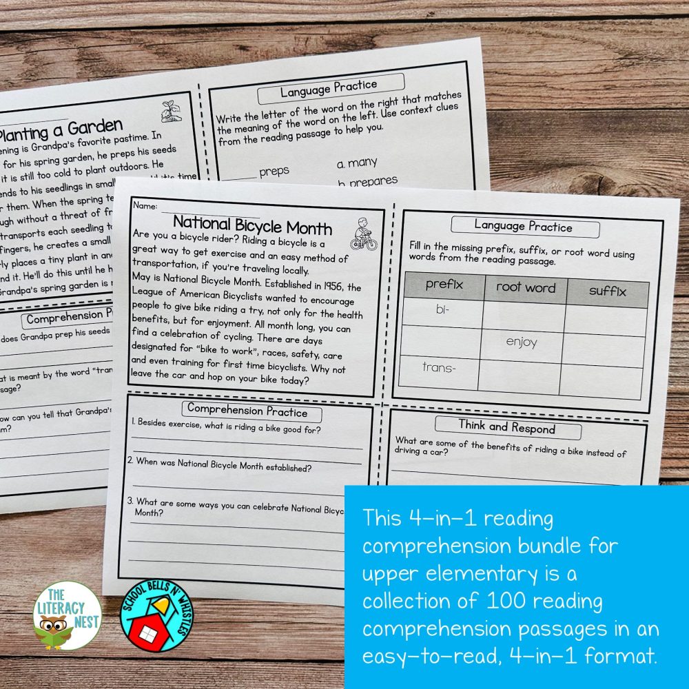 Reading Comprehension: Bundle | Upper Elementary Literacy | Virtual ...