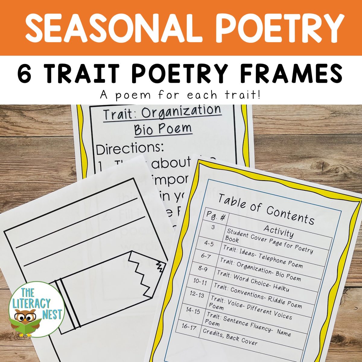 6 Traits Poetry Frame Printables - The Literacy Nest