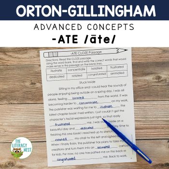 Suffix -ATE for Advanced Orton-Gillingham Activities - The Literacy Nest