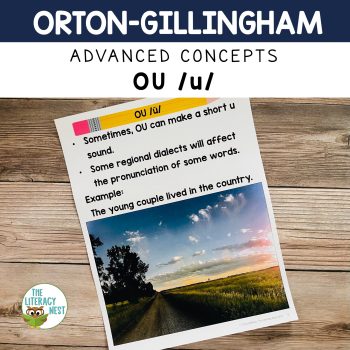 Advanced Orton-Gillingham Activities for OU (Short u) - The Literacy Nest