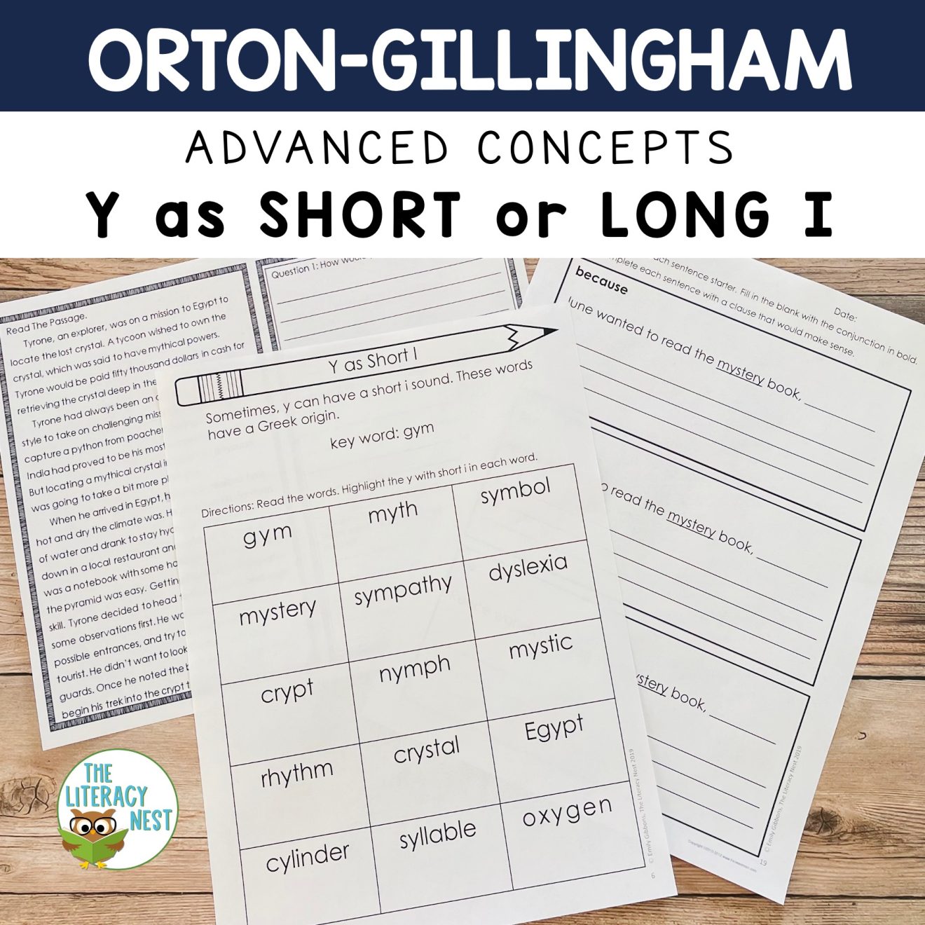Advanced Orton-Gillingham Activities Y Sounds (short I and long I)