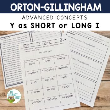 Advanced Orton-Gillingham Activities Y Sounds (short I and long I)