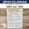 Suffix -ABLE and -IBLE for Advanced Orton-Gillingham Activities - The ...