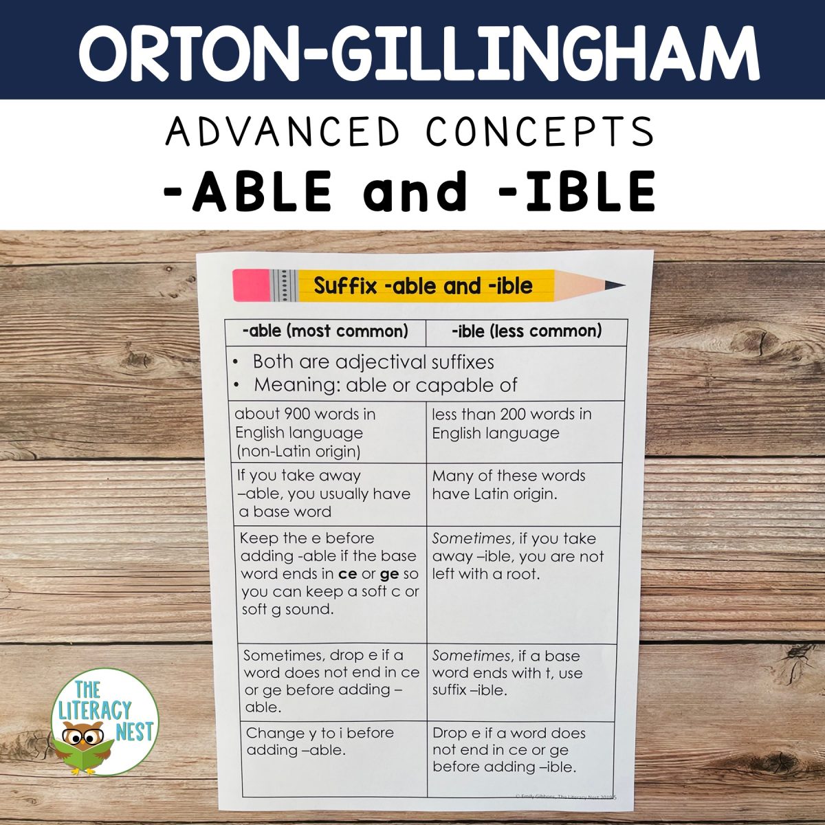 Suffix -ABLE and -IBLE for Advanced Orton-Gillingham Activities - The ...