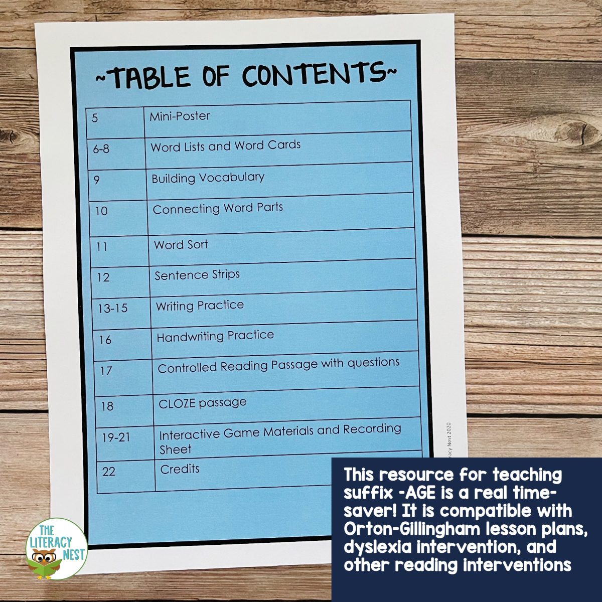 Suffix -AGE for Advanced Orton-Gillingham Activities - The Literacy Nest