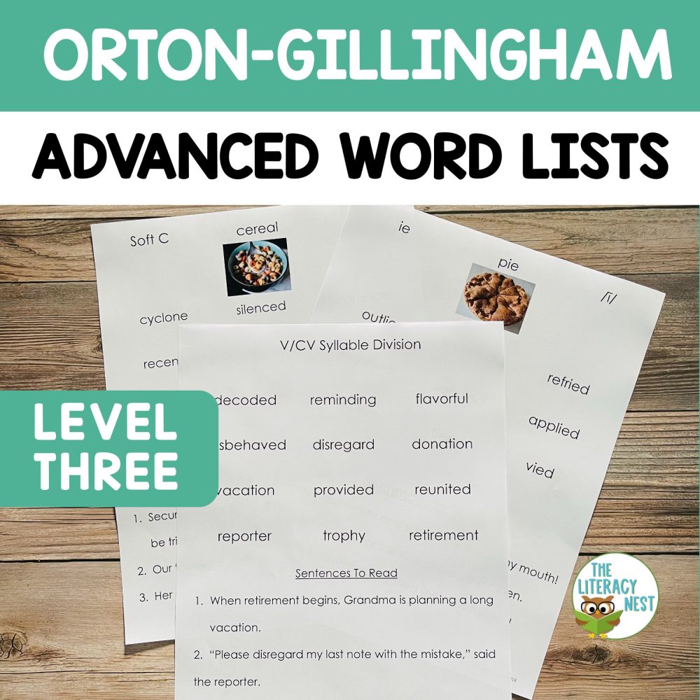 Decodable Word Lists and Sentences for ADVANCED Orton Gillingham Level ...