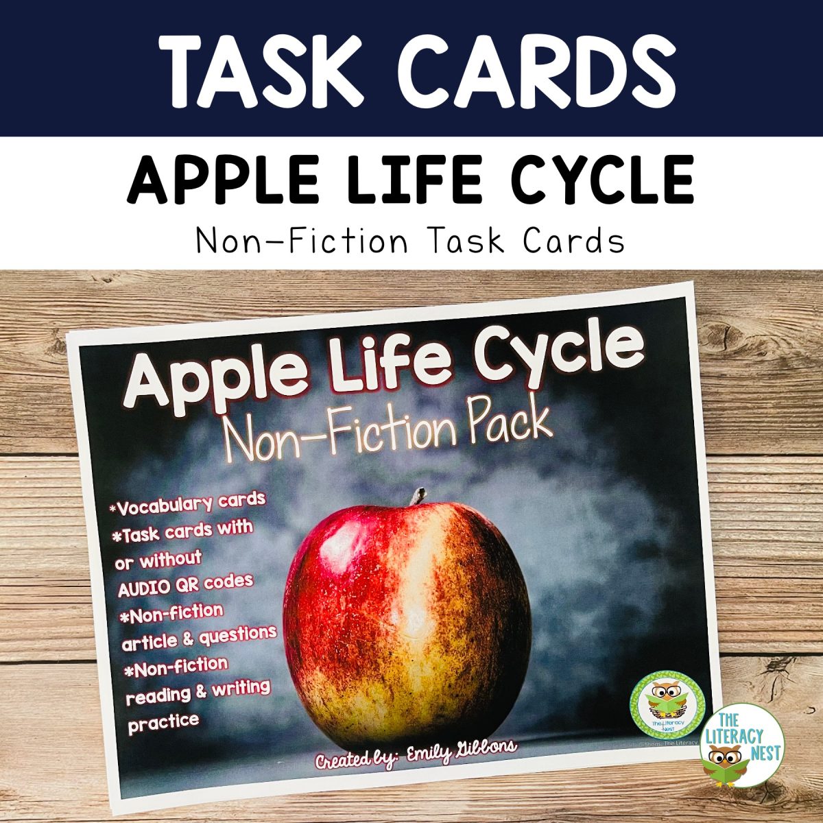 Nonfiction Task Cards Apple Life Cycle for Listening Center - The ...