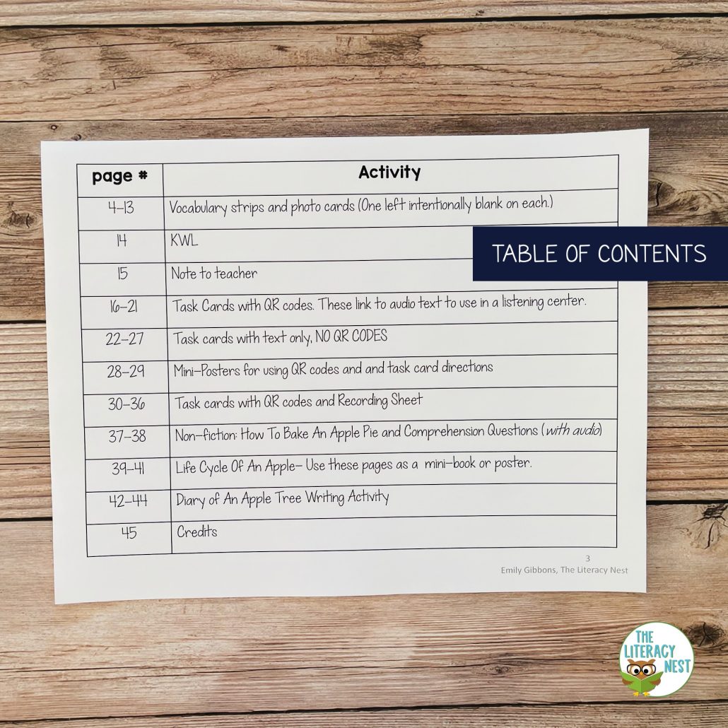 Nonfiction Task Cards Apple Life Cycle for Listening Center - The ...