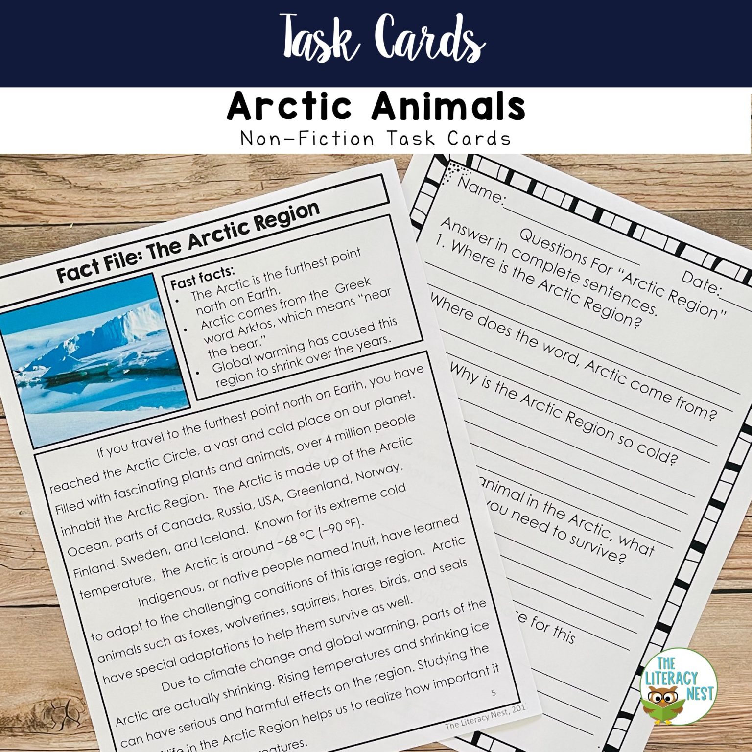 Task Cards: Arctic Animals Informational Text Nonfiction Activity Set ...