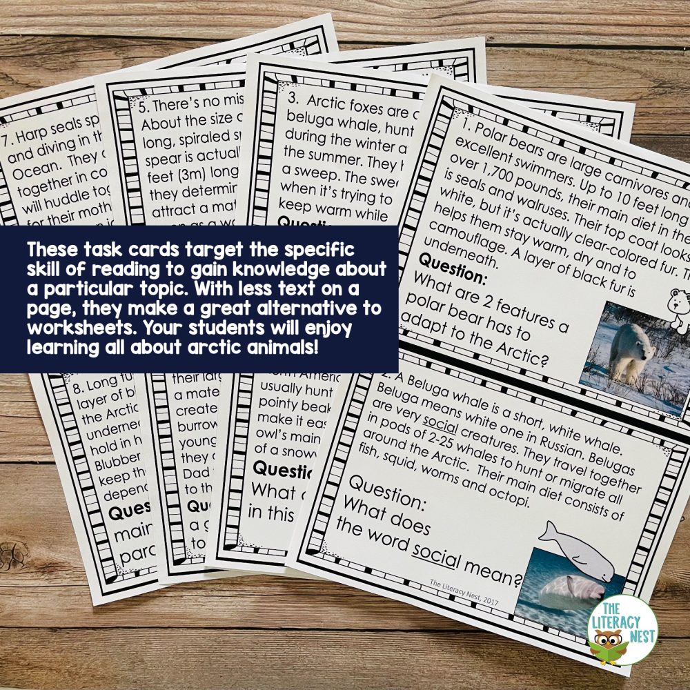 Task Cards Arctic Animals Informational Text Activity Set - The ...