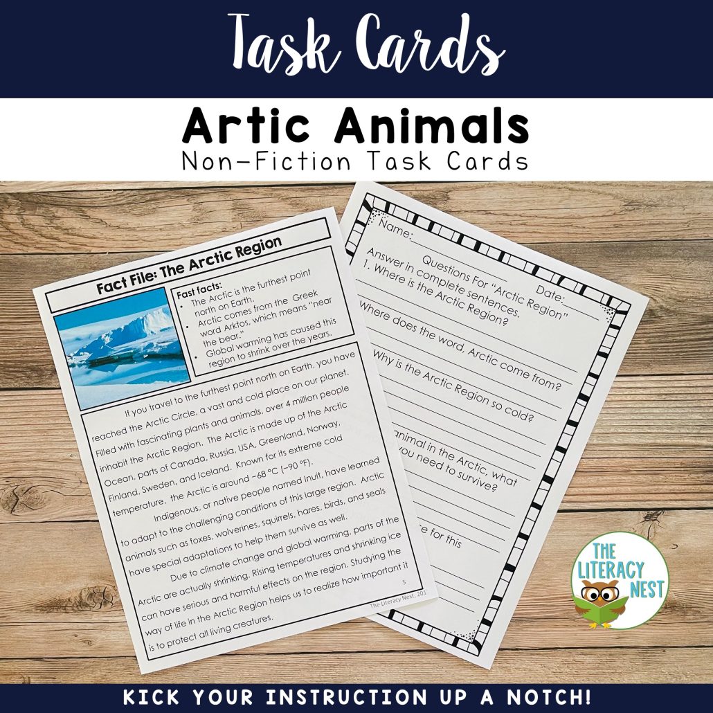 Task Cards: Arctic Animals Informational Text Nonfiction Activity Set ...