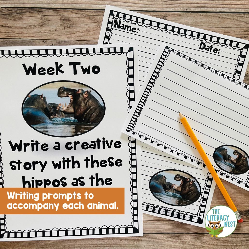 Animal Picture Prompts Literacy Activities for August Literacy Centers ...