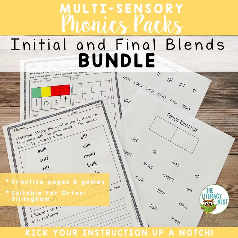 Consonant Blends Review Worksheets Activities for Orton-Gillingham ...