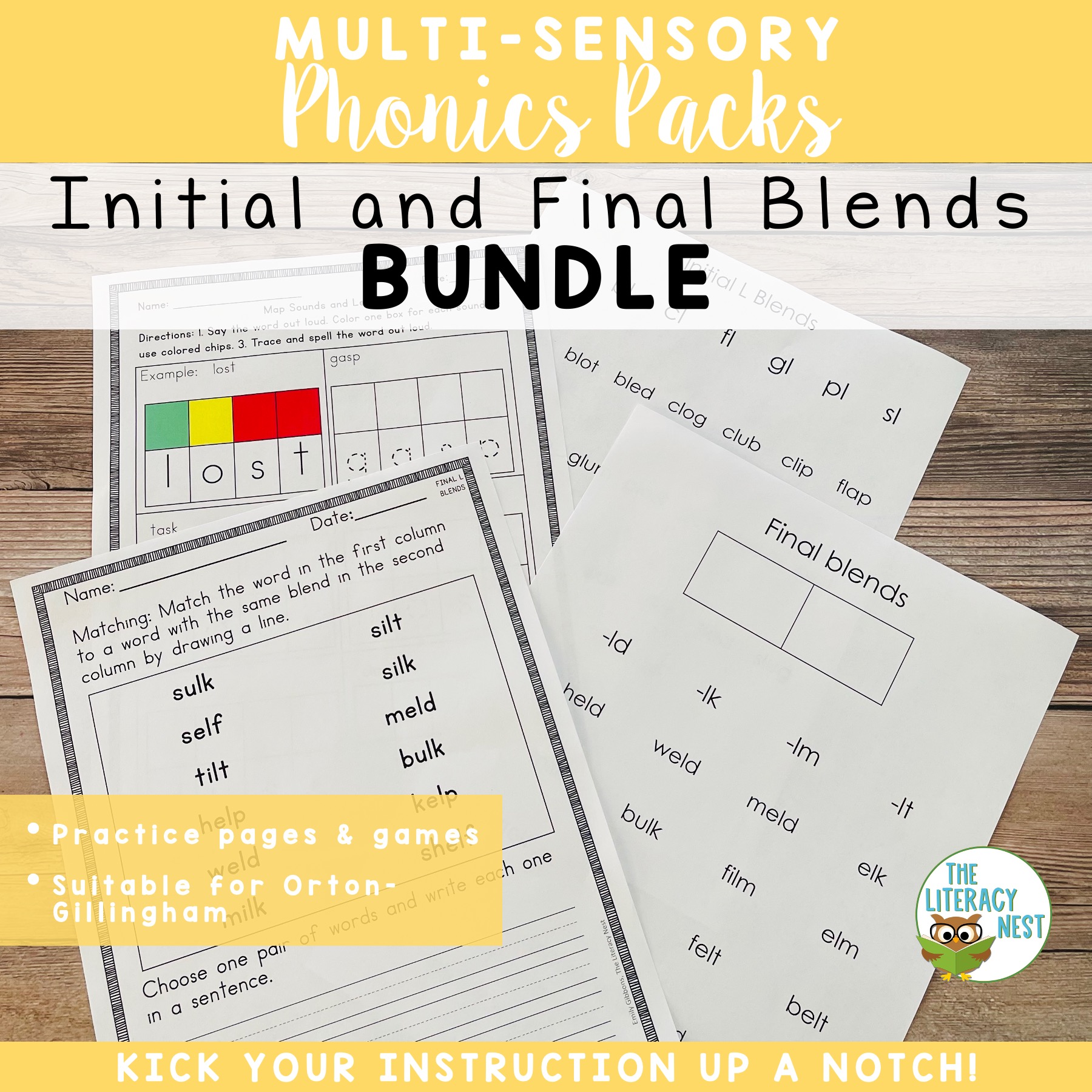 Consonant Blends Review Worksheets Activities for Orton-Gillingham ...