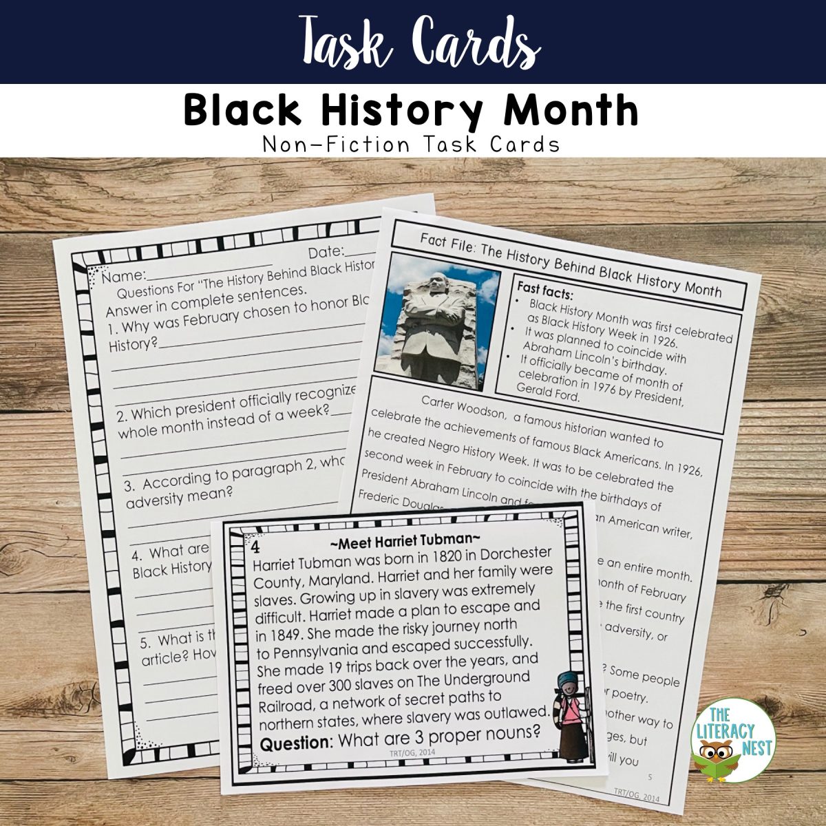 Task Cards: Black History Month Nonfiction Informational Text Literacy ...