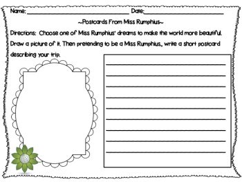 Book Companion Activities for Miss Rumphius by Barbara Cooney - The ...
