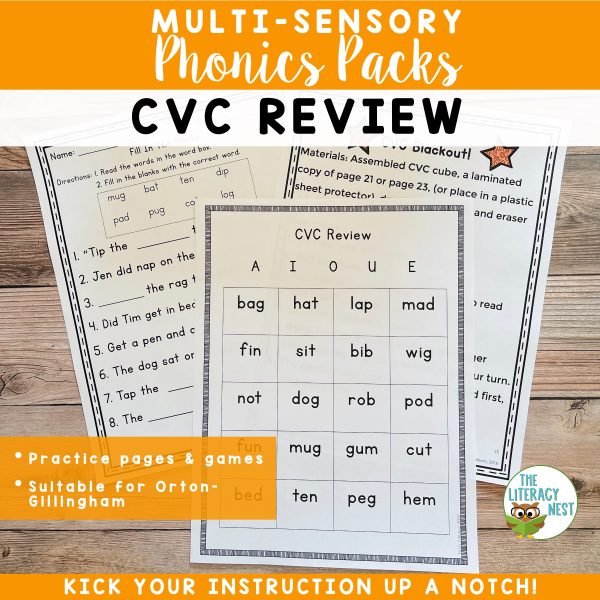 Phonics Packs: CVC | Multisensory Practice Orton-Gillingham Resources ...