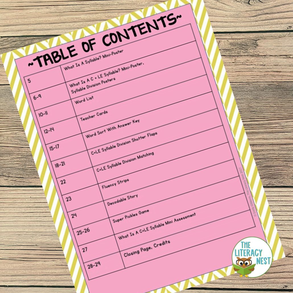 C+LE Syllable Type Orton-Gillingham Activities - The Literacy Nest